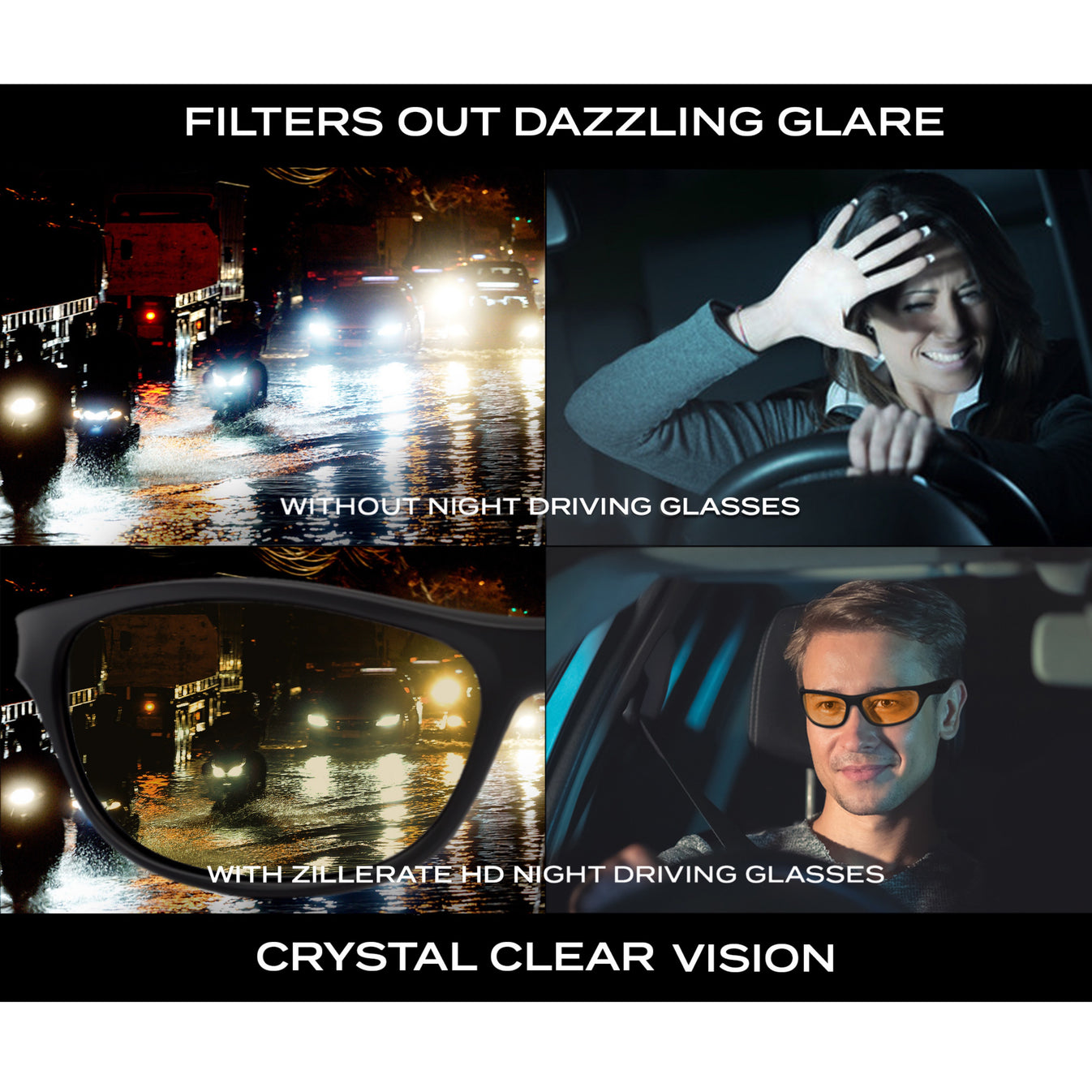 ZILLERATE Night Driving Glasses - Anti Glare Yellow Tinted Lenses for ...